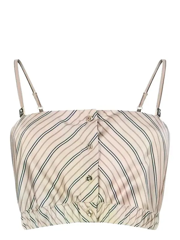 Liu Jo Striped Button Crop Top - Neutrals