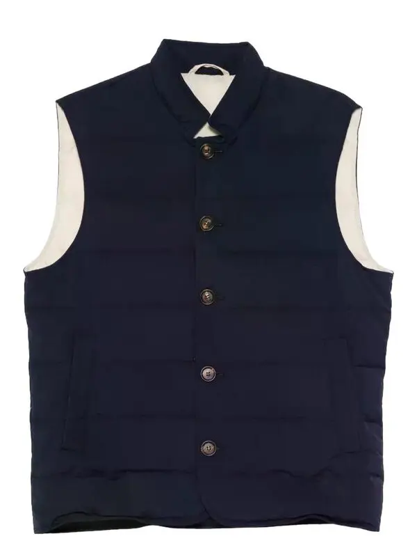 Eleventy Button Padded Gilet - Blue