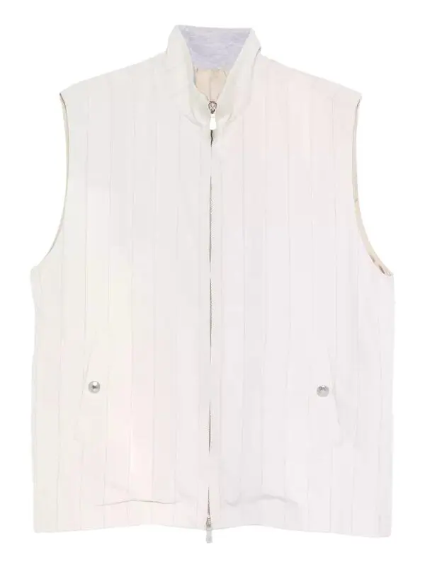 Eleventy Pinstriped Zip-up Gilet - Neutrals
