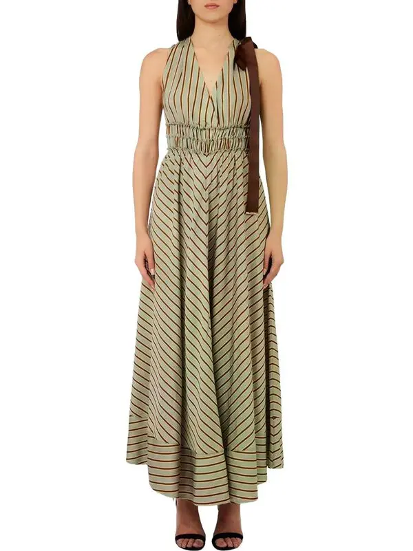 Liu Jo Striped Ribbon Dress - Green