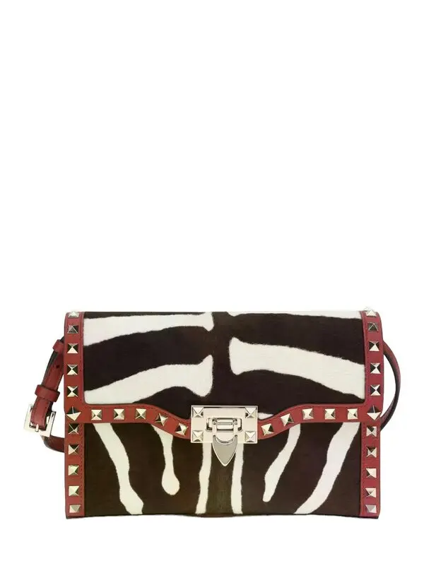 Valentino Garavani Small Rockstud Zebra-print Shoulder Bag - Brown