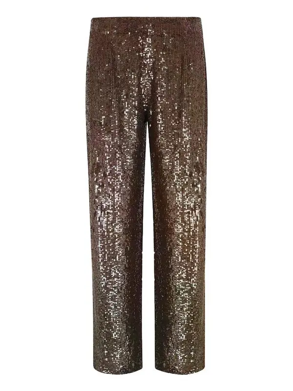 P.a.r.o.s.h Sequined Straight Leg Trousers - Brown