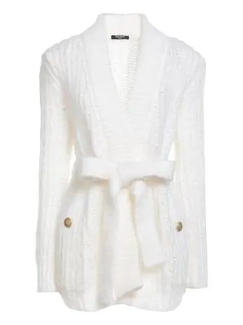 Balmain Wool Blend Cardigan With Appliqués - White