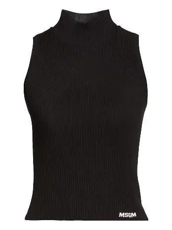 MSGM Turtleneck Knit Top - Black