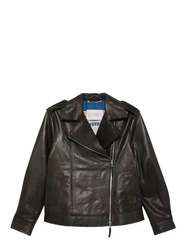 LEATHER AUTHORITY Zipped Leather Jacket - Brown