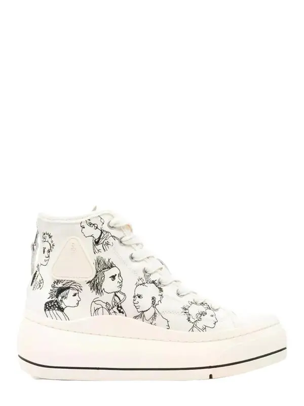 R13 Kurt Illustration Hi-top Sneakers - White