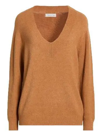 MANILA GRACE Knitted V-neck Sweater - Brown