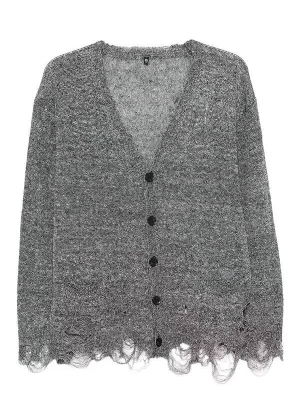 R13 Distressed V-neck Cardigan - Grey