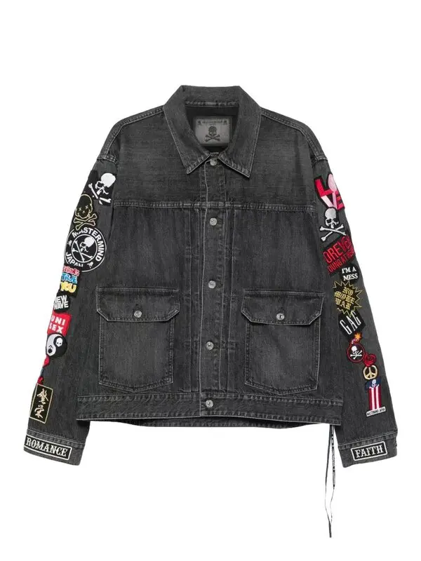 MASTERMIND WORLD Patched Denim Jacket - Grey