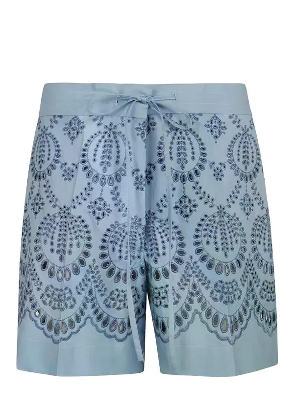 P.a.r.o.s.h Floral-embroidery Shorts - Blue
