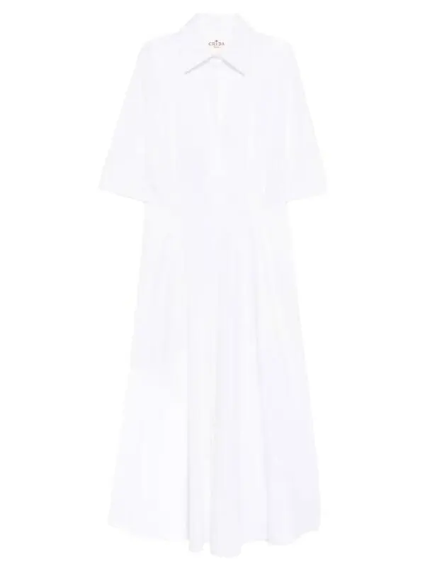 CRIDA MILANO Baldo Collared Midi Dress - White