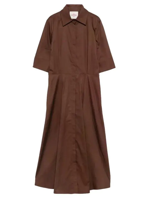 CRIDA MILANO Baldo Collared Midi Dress - Brown