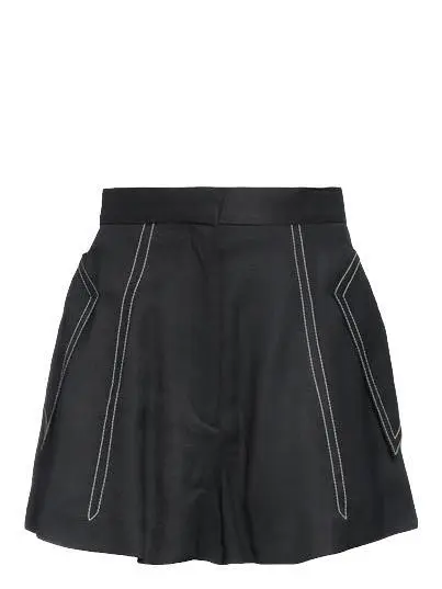Sandro Viscose And Virgin Wool Shorts - Black