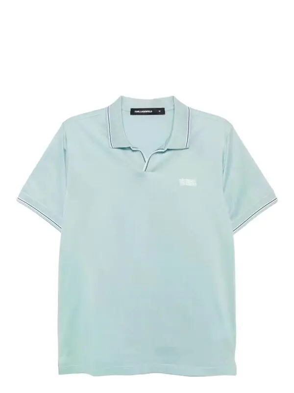 Karl Lagerfeld Striped-collar T-shirt - Blue