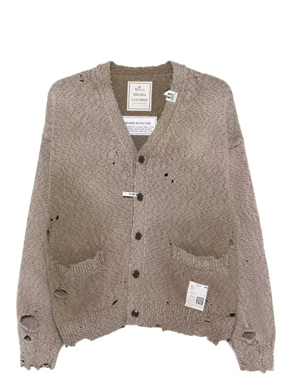 Mihara Yasuhiro Distressed Pocket Cardigan - Brown