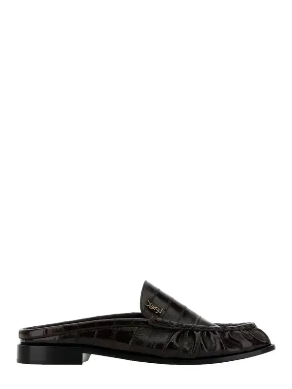 Saint Laurent Le Ruffled Leather Loafers - Brown