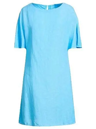 120% Lino Mini Linen Dress - Blue