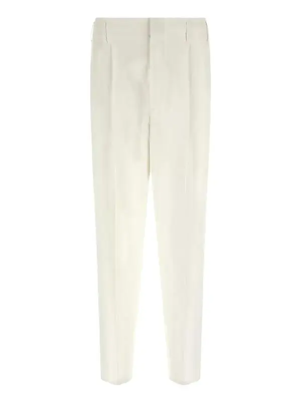 Brunello Cucinelli Pleated Cotton Trousers - Neutrals