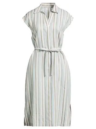 Peserico Sky Linen Striped Midi Dress - Blue