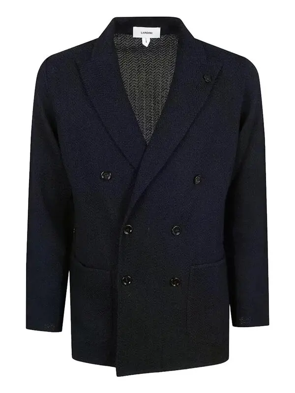 LARDINI Double-breasted Cotton Blazer - Blue