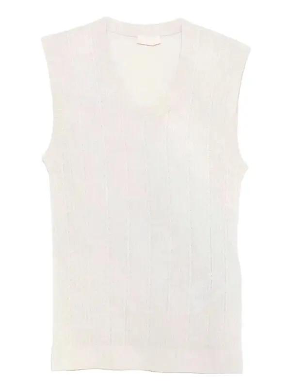 Liu Jo Ribbed Sleeveless Top - Neutrals