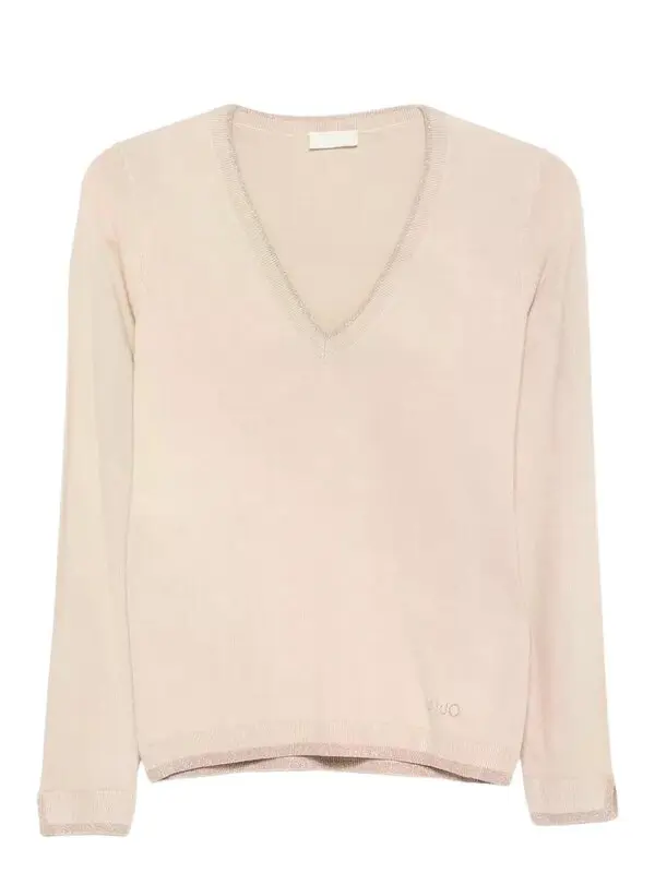 Liu Jo V-neck Long Sleeve Sweater - Neutrals