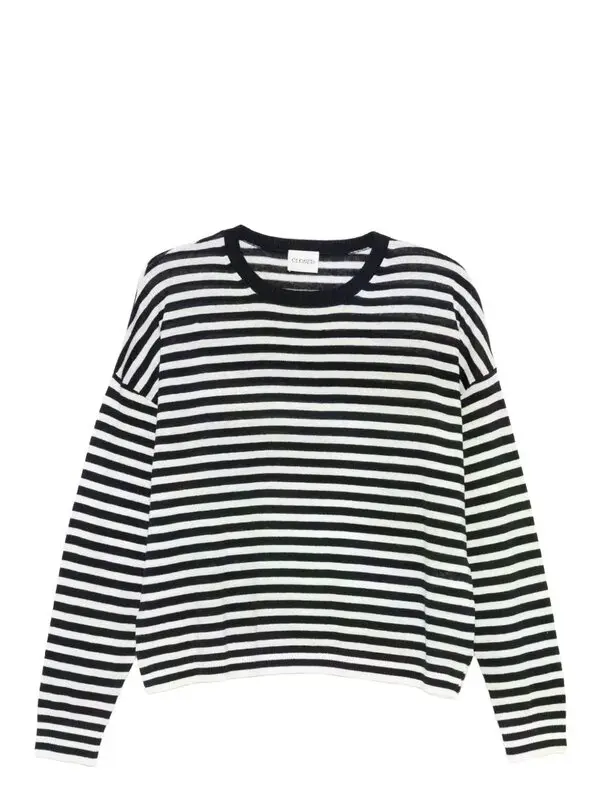 Closed Striped Pullover Sweater - Blue