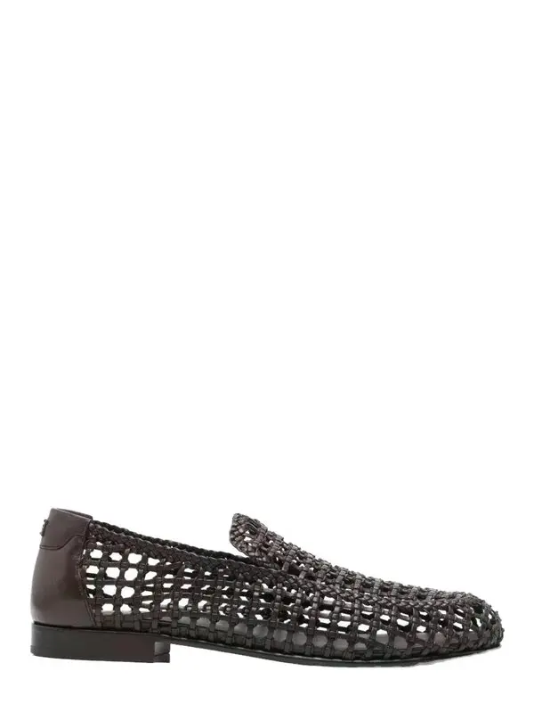 Fendi Braided Leather Loafers - Brown