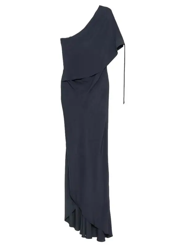 SEMICOUTURE Draped One-shoulder Maxi Dress - Blue
