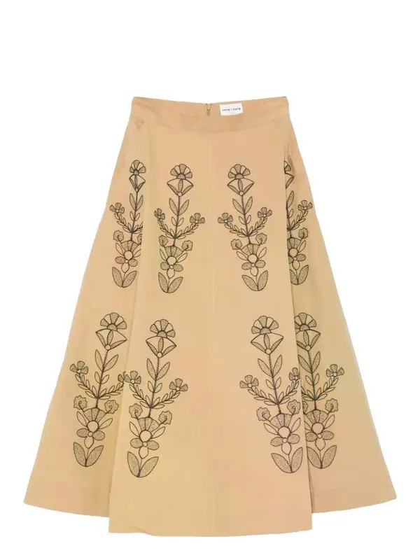 Antik Batik Maria Floral-embroidered Maxi Skirt - Neutrals