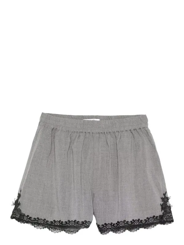 LA PISCINE Lace-trim Shorts - Grey