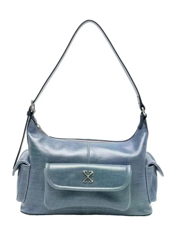 Off-White Shoulder Bag With Flap Pockets - Blue