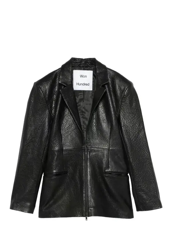 WON HUNDRED Florina Leather Blazer - Black