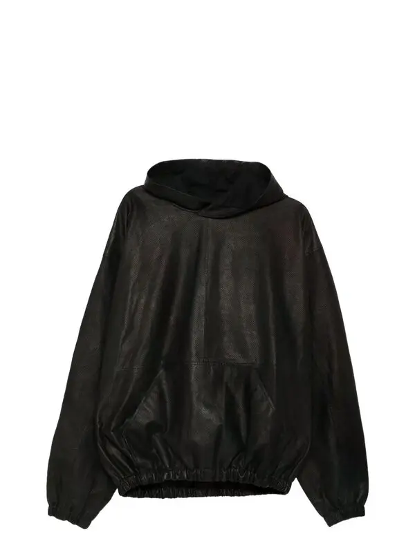 A DICIANNOVEVENTITRE Leather Hoodie - Black