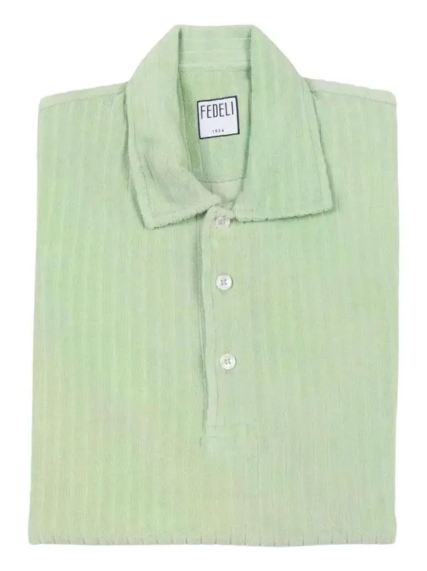 Fedeli Ribbed-knit Polo Shirt - Green