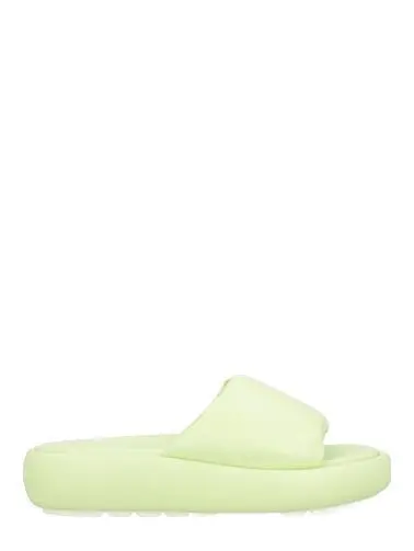 Peserico Leather Flatform Slide Sandals - Green