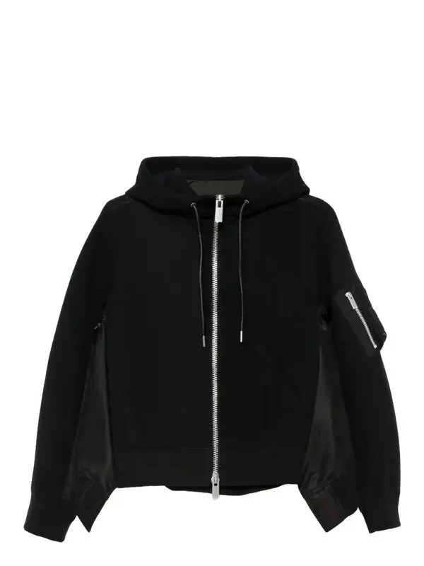 Sacai Hooded Zip-up Jacket - Black