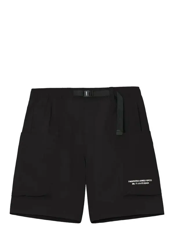 FINGERCROXX Buckle Detail Cargo Shorts - Black