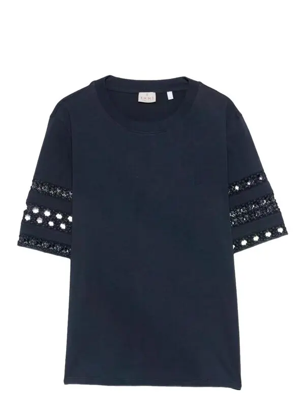 Marella Embellished Sleeve T-shirt - Blue