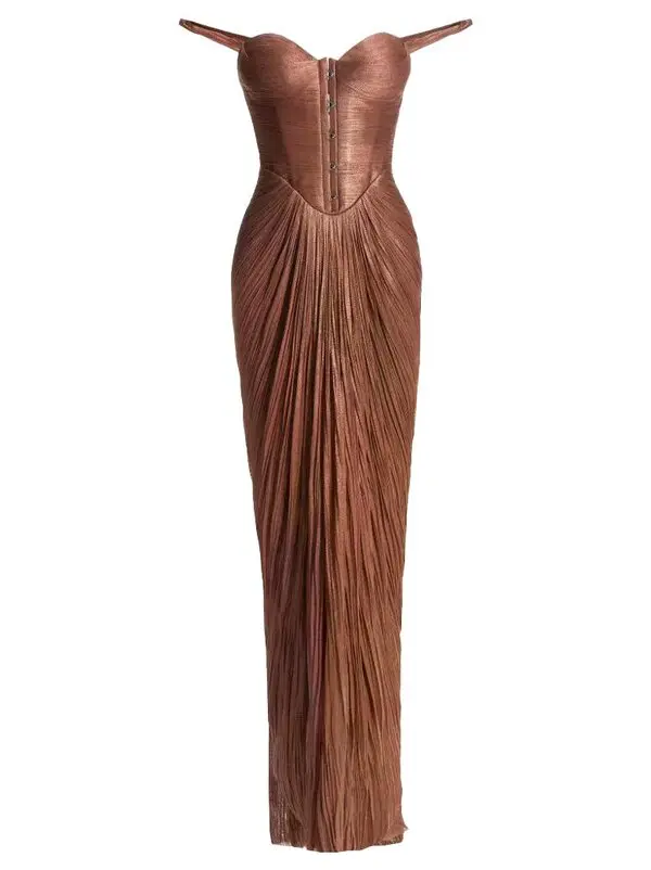 MARIA LUCIA HOHAN Susies Corset-detail Maxi Dress - Brown