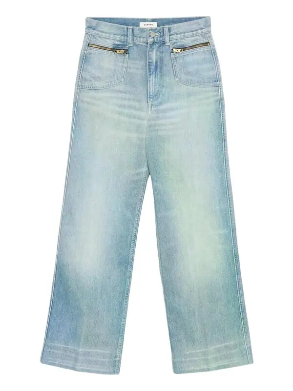 Sandro Zipped High-waisted Straight-leg Jeans - Blue