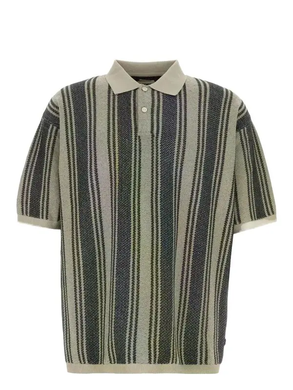 Nanamica Striped Knit Polo Shirt - Neutrals