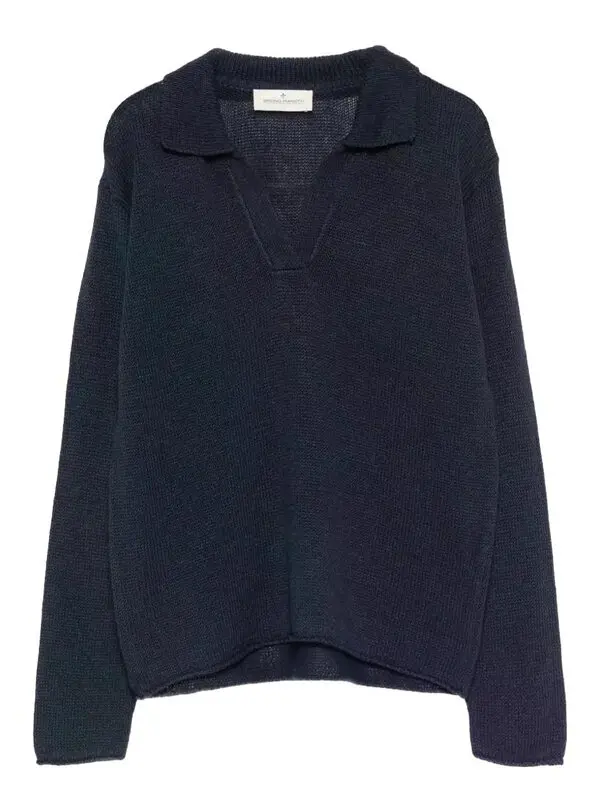 Bruno Manetti V-neck Knitted Sweater - Blue
