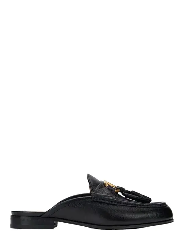Valentino Garavani Vlogo Leather Tassel Mules - Black