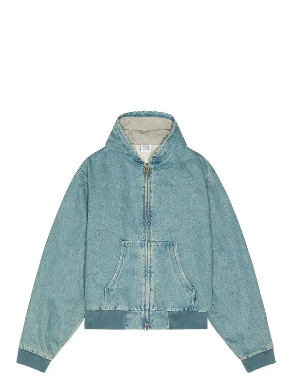 Vetements Hooded Denim Workwear Jacket - Blue
