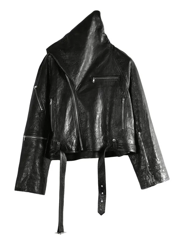 Rick Owens Cropped Scarf Flight Jacket - Black