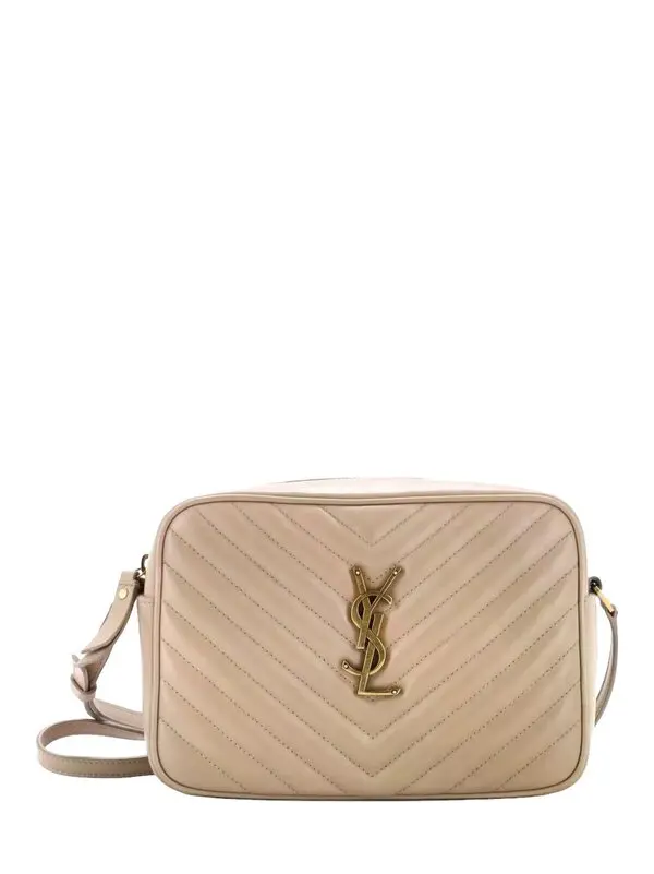 Saint Laurent Lou Camera Bag Matelasse Chevron Leather Small - Neutrals