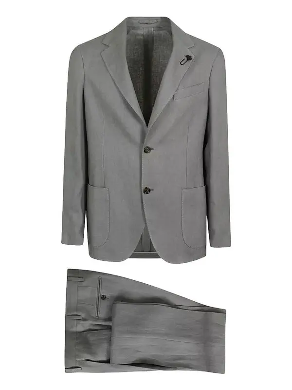 LARDINI Flower-pin Buttoned Suit - Grey