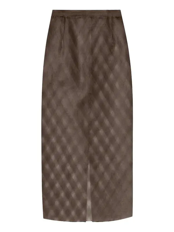 Auralee Sheer Silk Cotton Cut Jacquard Pencil Skirt - Brown
