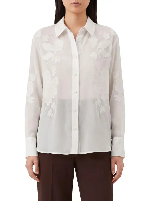 FORTE_FORTE Embroidered Viscose Shirt - Ivory